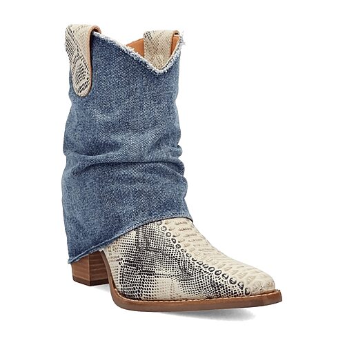 Click here for Dingo Womens Denim Dream Leather Bootie - Blue prices