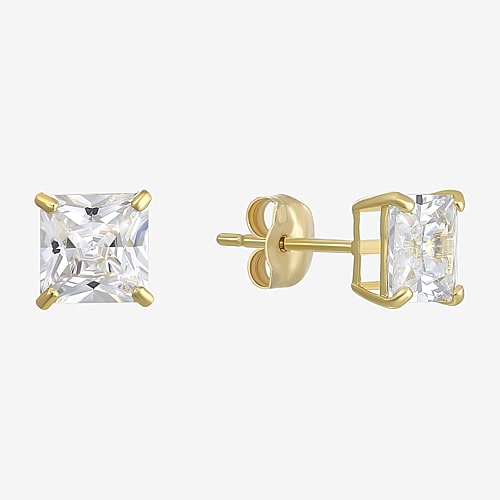 Click here for Princess-Cut Cubic Zirconia 10K Gold Stud Earrings... prices
