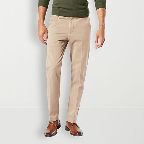 Dockers Workday Khaki With Smart 360 Flex Mens Slim Fit Flat Front Pant  31 32  Brown