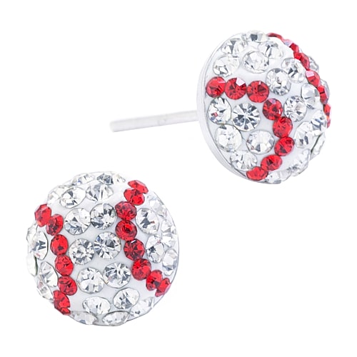 Click here for Pave Baseball Stud Earrings in Sterling Silver - S... prices