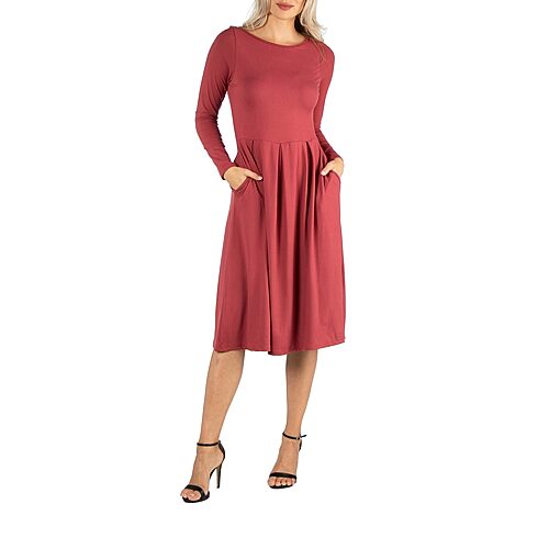 Click here for 24/7 Comfort Apparel Midi Length Fit And Flare Poc... prices