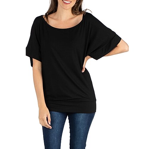 Click here for 24/7 Comfort Apparel Loose Fit Dolman Top with Wid... prices