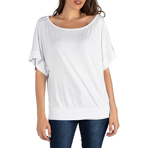 Click here for 24/7 Comfort Apparel Loose Fit Dolman Top with Wid... prices