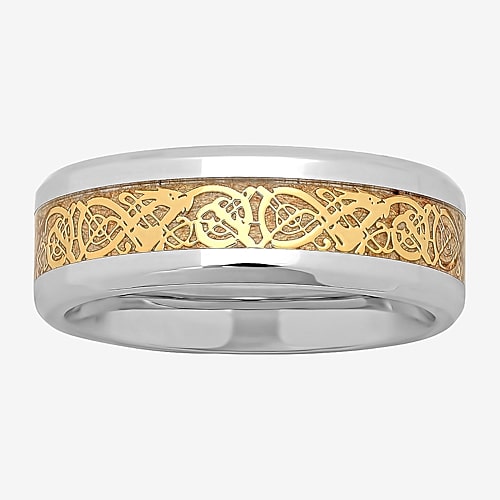 Click here for Mens Two-Tone Celtic Dragon Wedding Band  9  Two T... prices