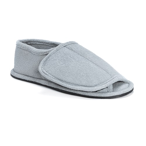 Click here for Muk Luks Mens Terry Open Toe Velcro Slippers - Pea... prices
