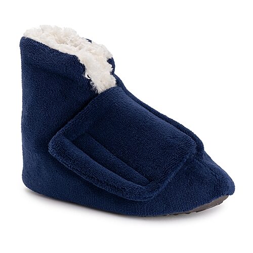 Click here for Muk Luks Mens Bootie Slippers  Small  Blue prices