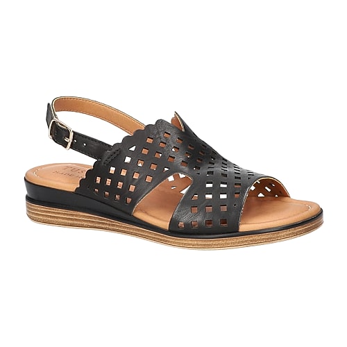 Easy Street Womens Martella Open Toe Wedge Sandals - Black