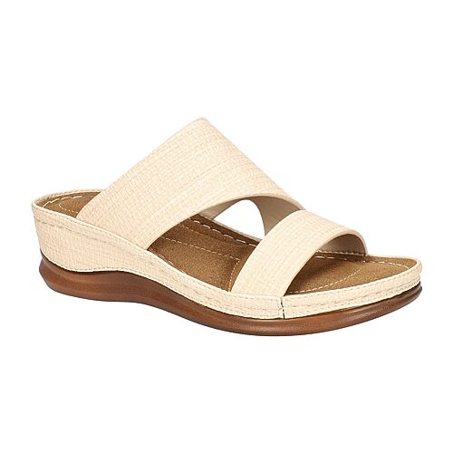Easy Street Womens Larrain Wedge Slide Sandals - Natural Woven