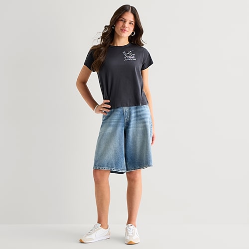 Click here for Arizona Curvy Womens 12 Mid Rise Juniors Denim Sho... prices