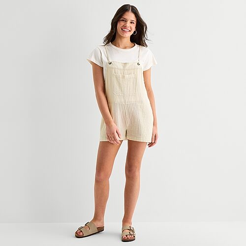 Click here for Arizona Sleeveless Womens Shortalls Juniors  Mediu... prices