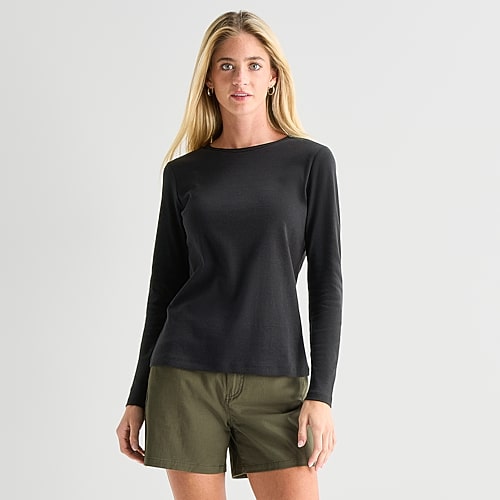 Click here for St. Johns Bay Womens Crew Neck Long Sleeve T-Shirt... prices