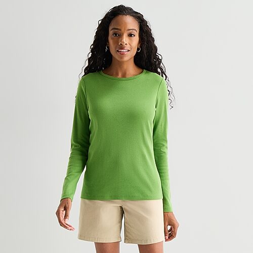 Click here for St. Johns Bay Womens Crew Neck Long Sleeve T-Shirt... prices