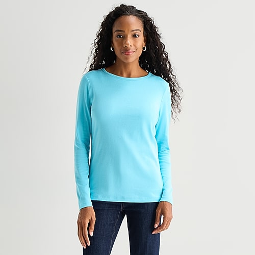 Click here for St. Johns Bay Womens Crew Neck Long Sleeve T-Shirt... prices