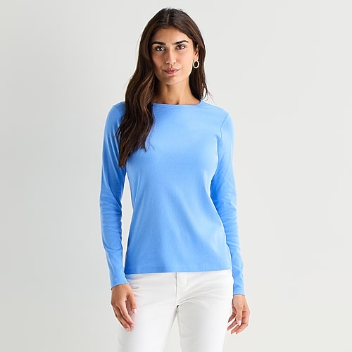 Click here for St. Johns Bay Womens Crew Neck Long Sleeve T-Shirt... prices