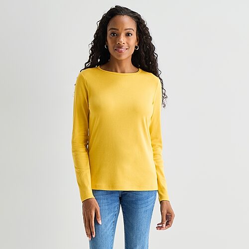 Click here for St. Johns Bay Womens Crew Neck Long Sleeve T-Shirt... prices