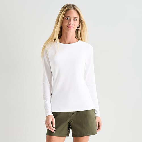 Click here for St. Johns Bay Womens Crew Neck Long Sleeve T-Shirt... prices