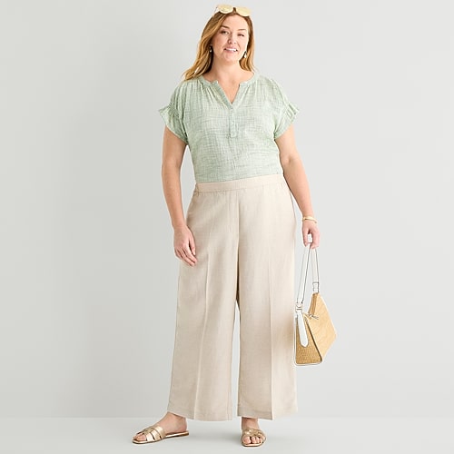 Click here for Liz Claiborne Linen Womens Plus Wide Leg Mid Rise... prices