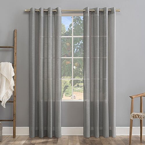 Click here for Slub Textured Linen Blend Grommet Top Curtain - Gr... prices