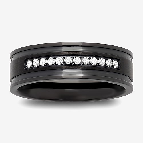 Click here for Mens 8MM 1/10 CT. T.W. Black Diamond Tungsten Wedd... prices