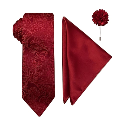 Click here for J. Ferrar Tonal Paisley Tie Set  One Size  Red prices