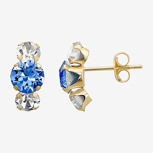 Click here for Blue Crystal 10K Gold 9mm Stud Earrings  One Size prices