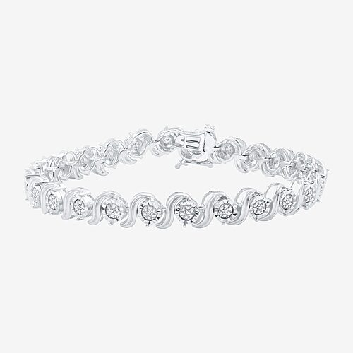 Click here for Womens 1/10 CT. T.W. Diamond Tennis Bracelet in St... prices
