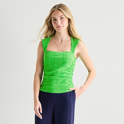 Click here for by&by Womens Juniors Square Neck Sleeveless Tank T... prices