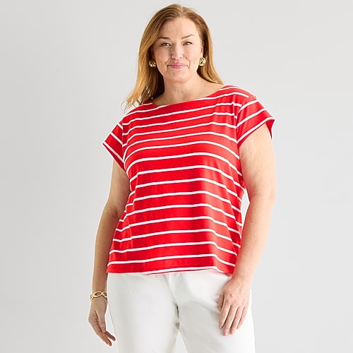 Click here for Liz Claiborne Womens Plus Boat Neck Short Sleeve B... prices
