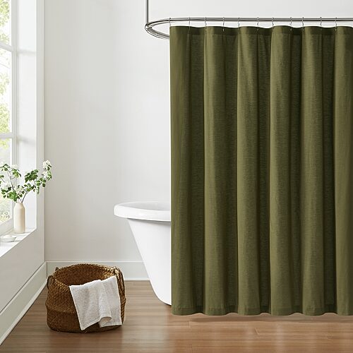 Click here for Brooklyn Loom Solid Cotton Percale Shower Curtain... prices