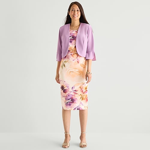 Click here for Maya Brooke Womens Floral Jacket Dress  6  Purple prices