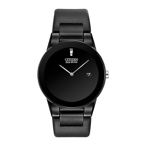 Click here for Citizen Mens Eco-Drive Axiom Black Leather Strap W... prices