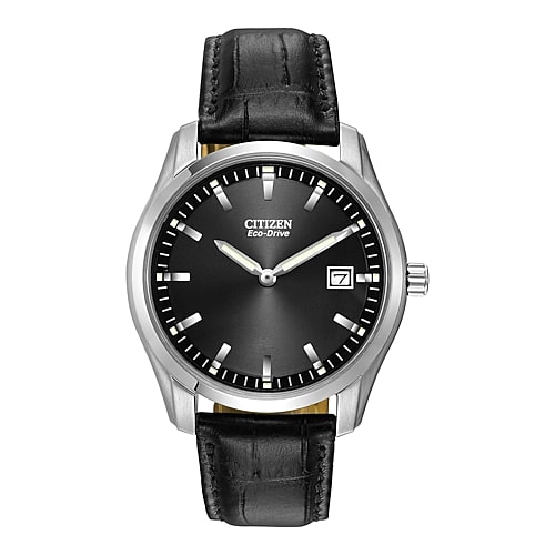 Click here for Citizen Corso Mens Black Leather Strap Watch Au104... prices