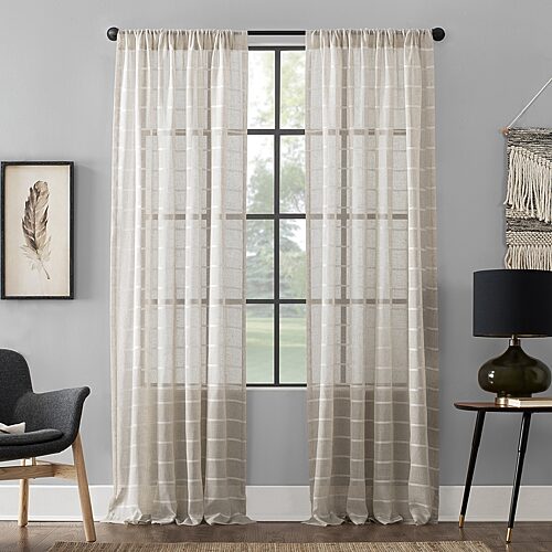 Click here for Twill Stripe Anti-Dust Linen Blend Sheer Curtain P... prices
