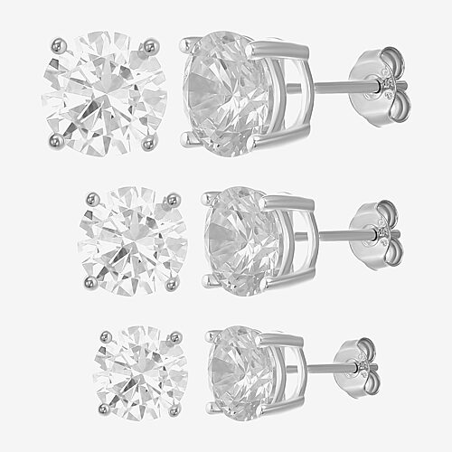 Click here for Womens Cubic Zirconia Sterling Silver Round 3 Pair... prices