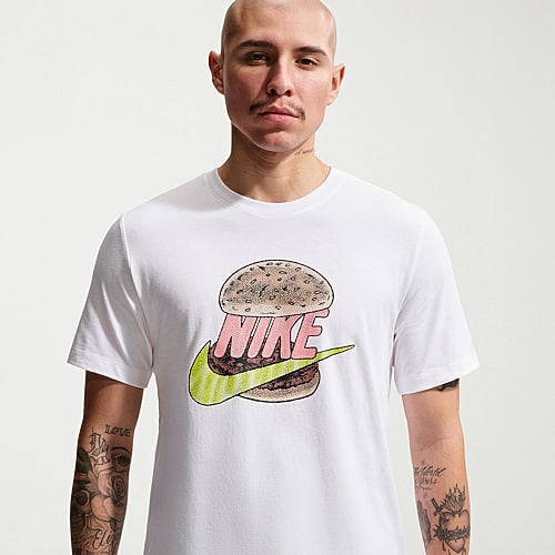 Click here for Nike Mens Burger Graphic T-Shirt - White prices