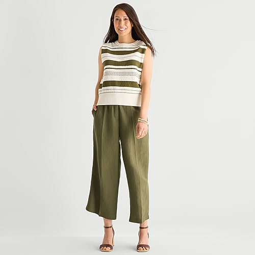 Click here for Liz Claiborne Linen Womens Wide Leg Mid Rise Cropp... prices