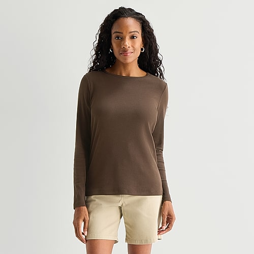 Click here for St. Johns Bay Womens Crew Neck Long Sleeve T-Shirt... prices
