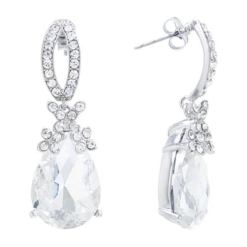Sparkle Allure Pure Silver Over Brass Crystal Drop Earrings  One Size  Silver