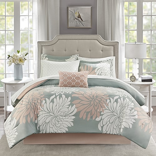 Madison Park Essentials Maible Reversible Cotton 7-Pc. Comforter Set  Twin - Blush/grey