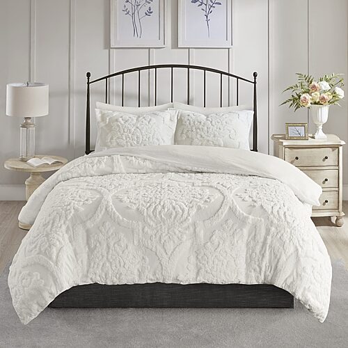 Click here for Madison Park Viola Damask Tufted 3-Pc. Duvet Cover... prices