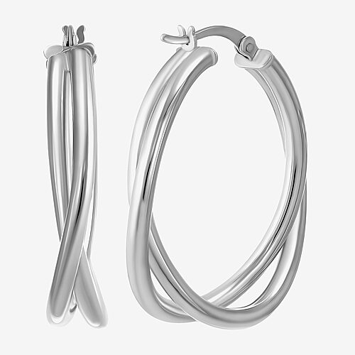 Click here for Womens Sterling Silver 35mm Round Hoop Earrings  O... prices
