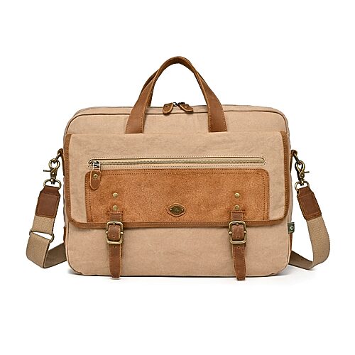 Click here for Tsd Brand Valley Oak Canvas Brief Bag - Khaki prices