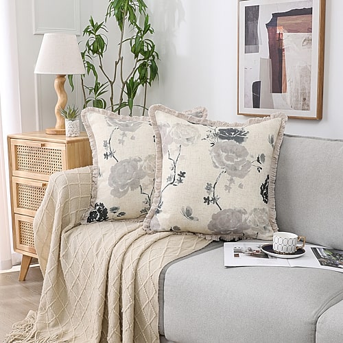 Click here for Regal Home Print Linen Poly Blend 20x20 Square Thr... prices