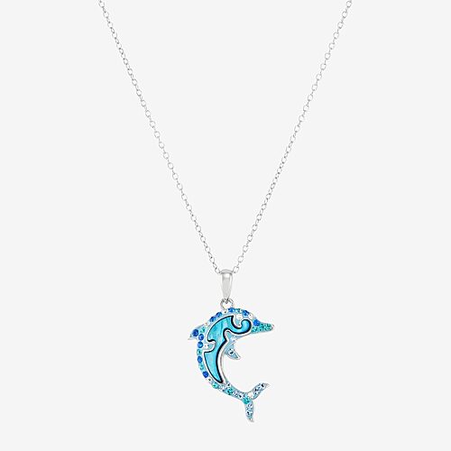 Click here for Womens Blue Crystal Sterling Silver 18 Inch Pendan... prices