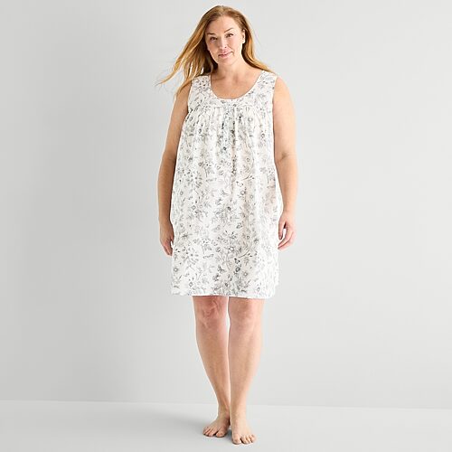 Click here for Adonna Womens Plus Poplin Sleeveless Scoop Neck Ni... prices