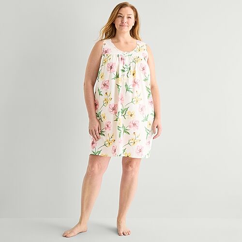 Click here for Adonna Womens Plus Poplin Sleeveless Scoop Neck Ni... prices