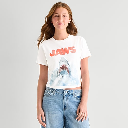 Click here for Jaws Baby Tee Womens Juniors Crew Neck Short Sleev... prices