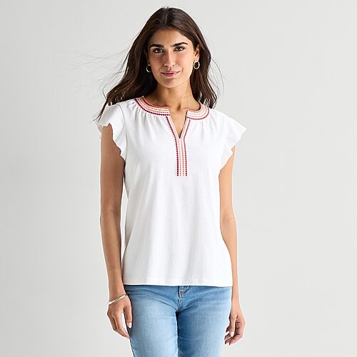 Click here for St. Johns Bay Womens Split Crew Neck Short Sleeve... prices
