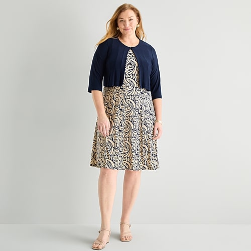 Click here for Danny & Nicole Womens Plus Abstract Jacket Dress... prices