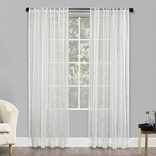 Click here for Tamaryn Embroidered Trellis Sheer Rod Pocket Curta... prices